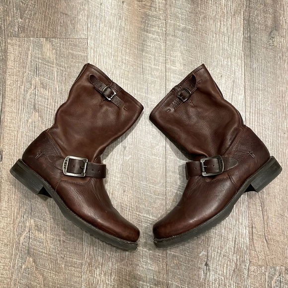 Frye | Shoes | Frye Veronica Short Leather Slouch Boot Maple Brown Size ...